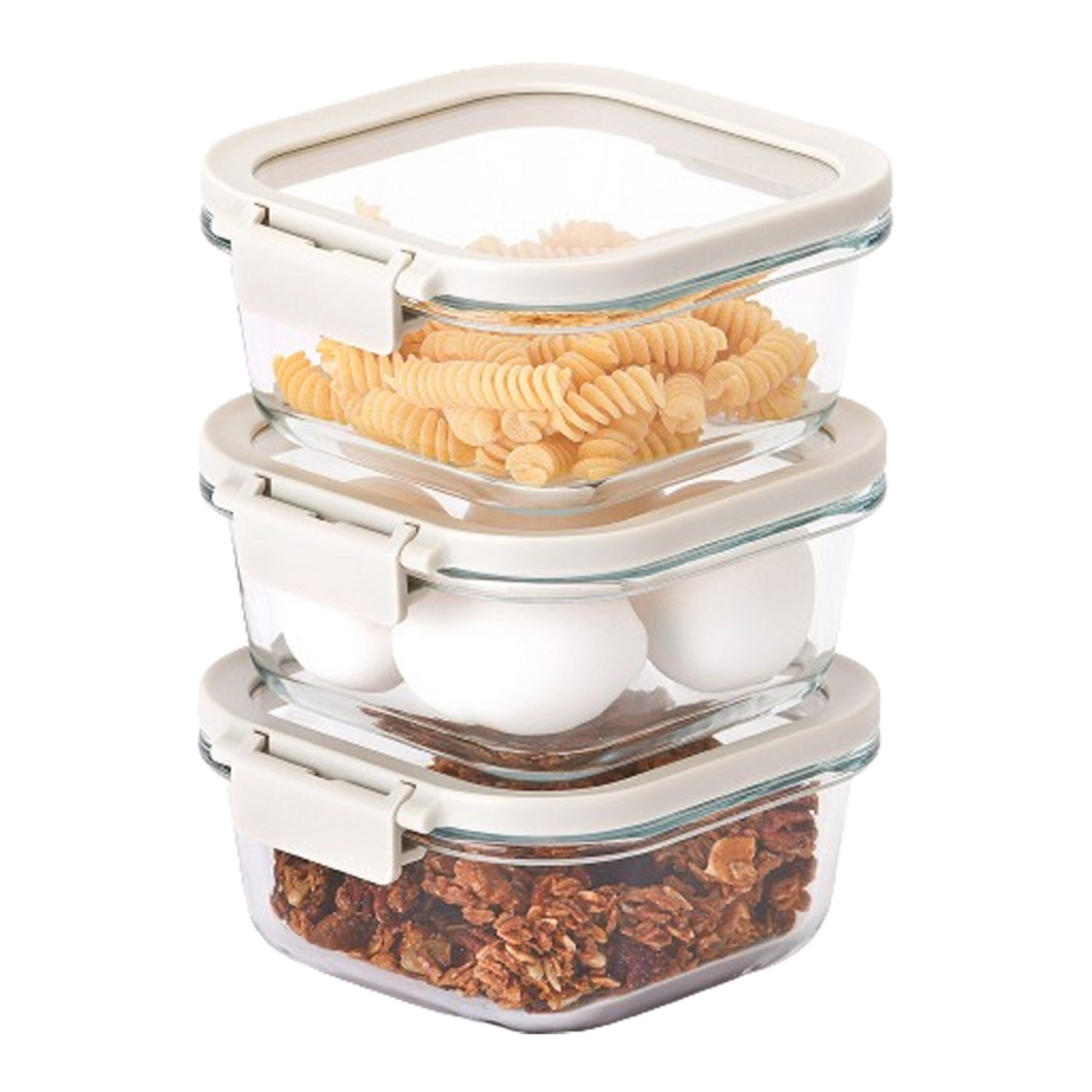 네오플램 코모도 내열유리 정사각 밀폐용기 520ml, 3개 - 밀폐용기/세트 | 쿠팡