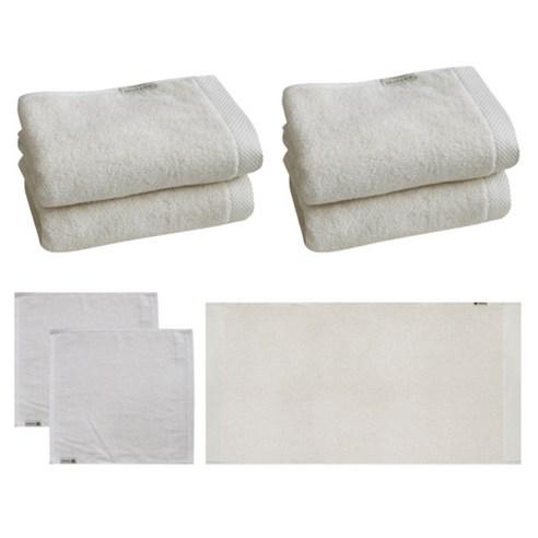 송월타월 친환경 베이직 세면수건 130g 2p + 150g 2p + 미르 바스타올 + 핸드 타올 2p, 베이지, 1세트 - 가격 변동 추적 그