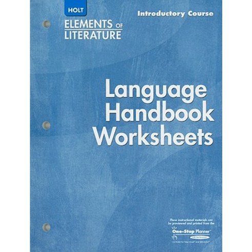 Holt Elements of Literature: Language Handbook Worksheets Introductory ...