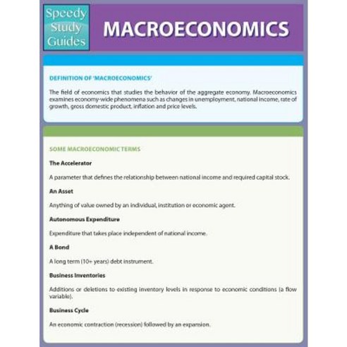 Macro-Economics (Speedy Study Guides: Academic) Paperback, Speedy Publishing LL