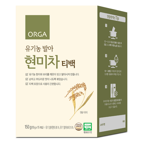 ORGA 유기농 발아 현미차 티백, 10g, 15개입, 1개 - 가격 변동 추적 그래프 - 역대가