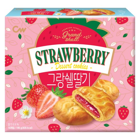 청우식품 그랑쉘 딸기 쿠키 10p, 195g, 1개 - 과자쿠키 | 쿠팡