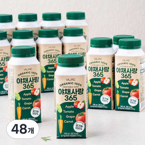 비락 유기가공식품 인증 야채사랑 365 과채주스, 190ml, 48개 - 가격 변동 추적 그래프 - 역대가