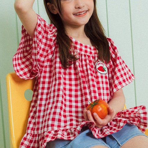 KADE COCO 女童款Abequetua草莓格子雪紡衫 酷澎 - 天天低價，你的日常所需都在酷澎
