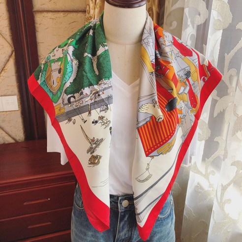 KORELAN 2022 최신형 모란 환경 우아한 기질 90cm 모조 실크 사각 스카프 - 가격 변동 추적 그래프 - 역대가