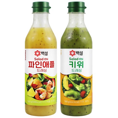 CJ 파인애플드레싱소스 560gx1개+ 키위드레싱소스 560gx1개, 560g, 2개 - 과일류드레싱 | 쿠팡