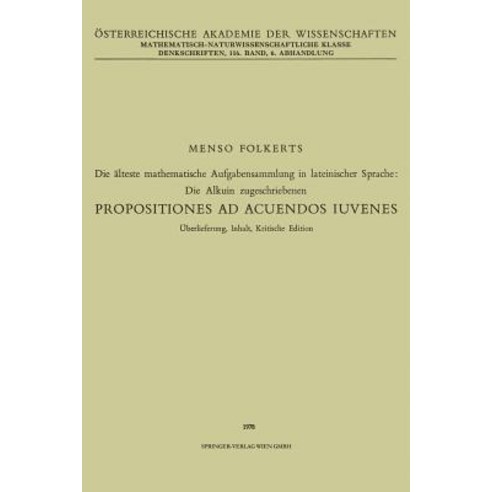 Die Alteste Mathematische Aufgabensammlung in Lateinischer Sprache: Die ...